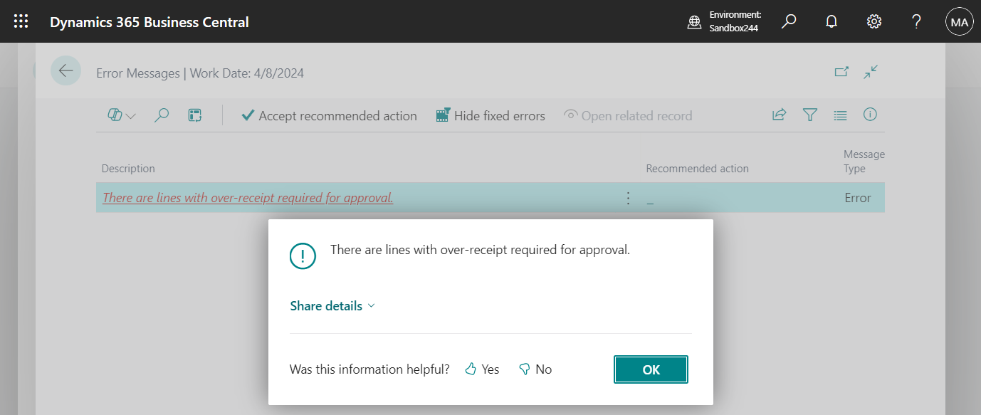 Dynamics 365 Business Central: Receive more items than ordered (Receive ...
