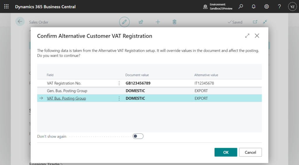 Business Central 2024 wave 2 (BC25): Use multiple VAT/TAX numbers for a ...