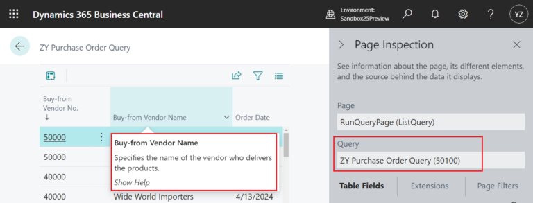 Business Central 2024 wave 2 (BC25): Tooltips on query columns (ToolTip ...