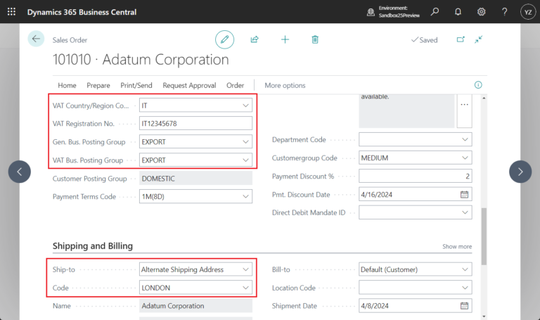 Business Central 2024 wave 2 (BC25): Use multiple VAT/TAX numbers for a ...