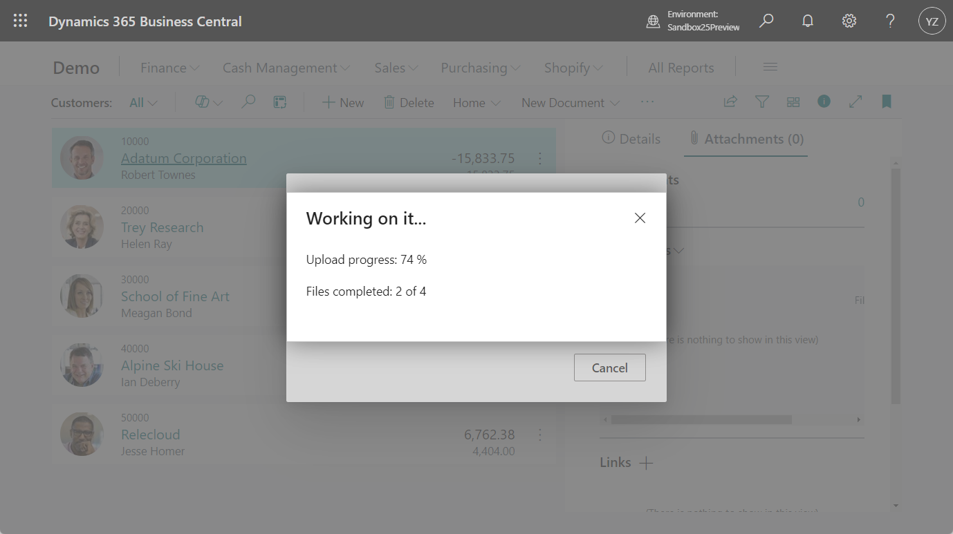 Business Central 2024 wave 2 (BC25): Use drag and drop on file upload ...