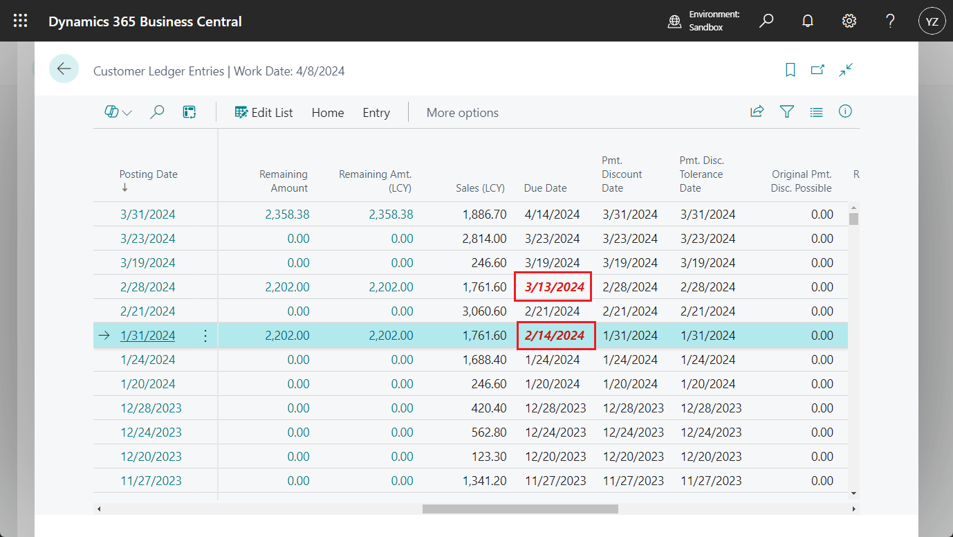 Dynamics 365 Business Central: How to change Due Date of posted ...
