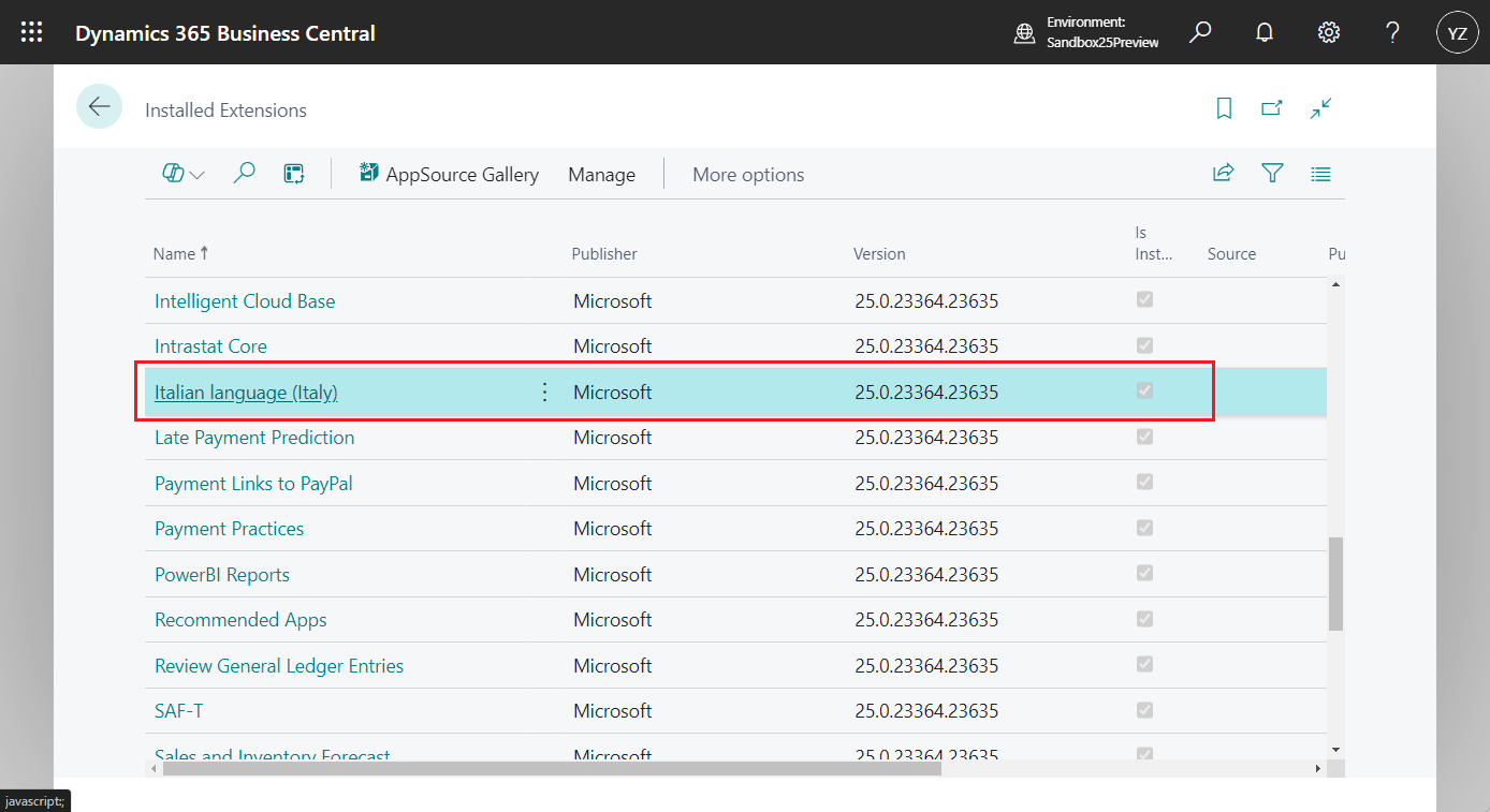 Business Central 2024 wave 2 (BC25): Microsoft AppSource apps (In-client AppSource gallery ...