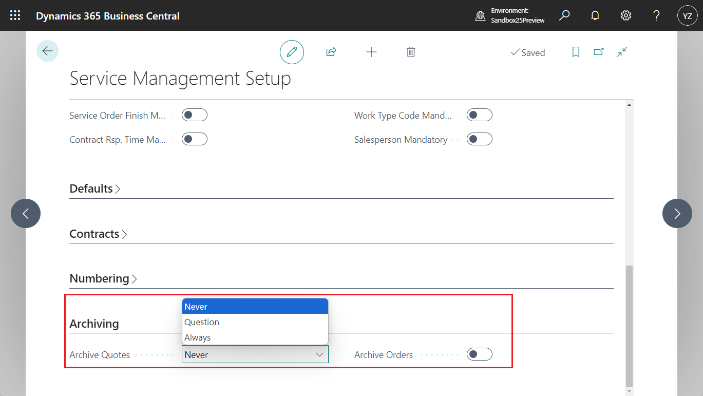 Business Central 2024 wave 2 (BC25): Archive service management documents | Dynamics 365 Lab
