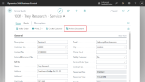 Business Central 2024 wave 2 (BC25): Archive service management ...