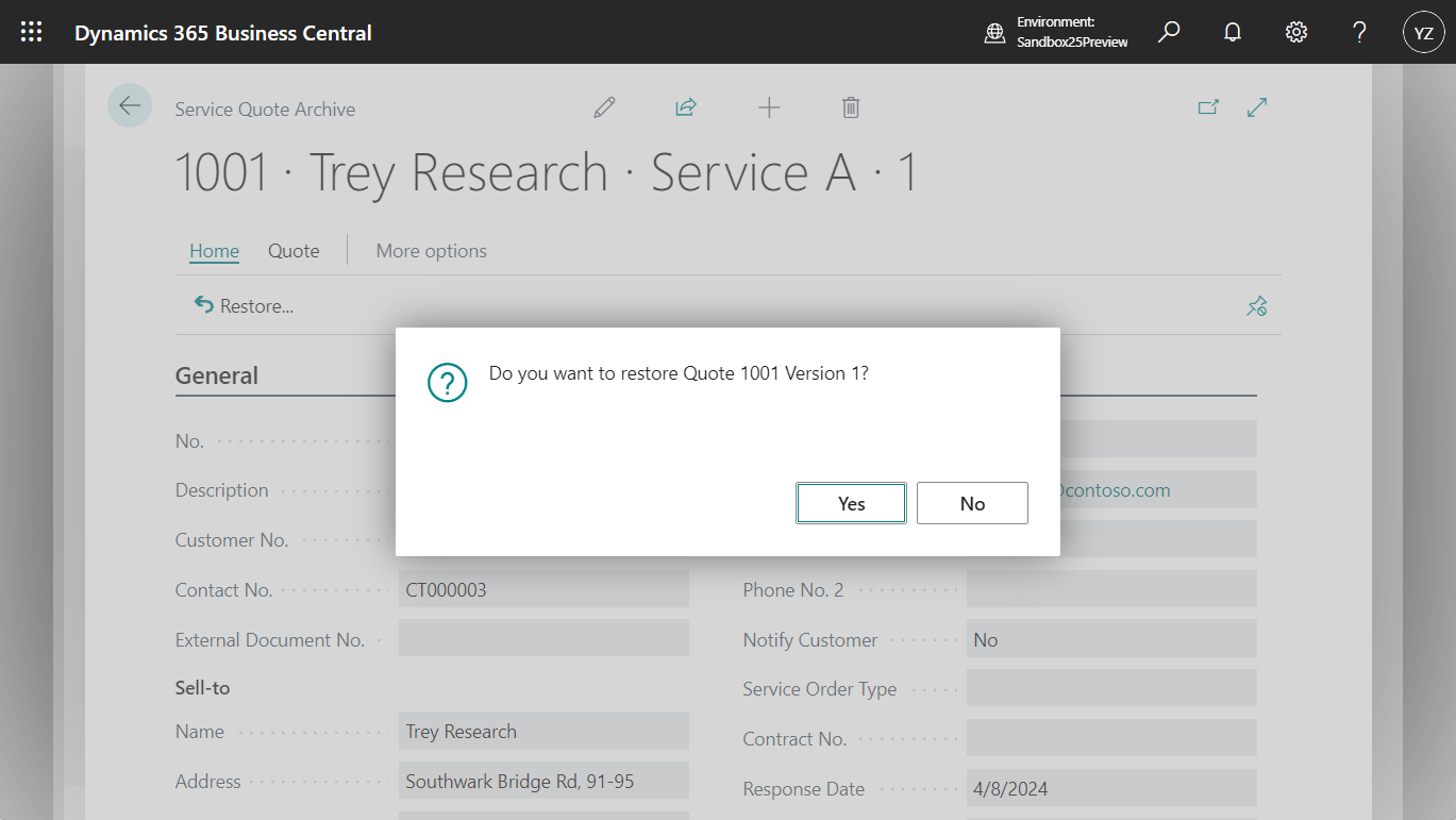 Business Central 2024 wave 2 (BC25): Archive service management documents | Dynamics 365 Lab
