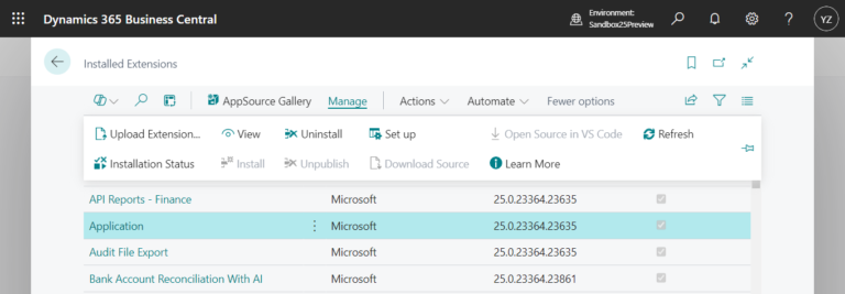 Business Central 2024 wave 2 (BC25): Pull extension source from GitHub when opening Visual ...