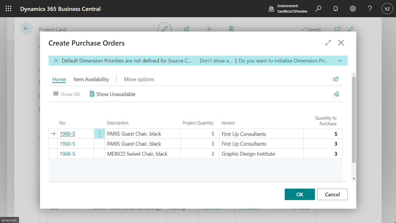 Business Central 2024 wave 2 (BC25): Replenish items for projects ...