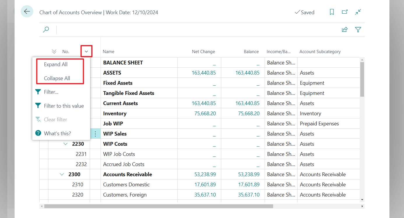 Dynamics 365 Business Central: How to view chart of accounts in a tree ...