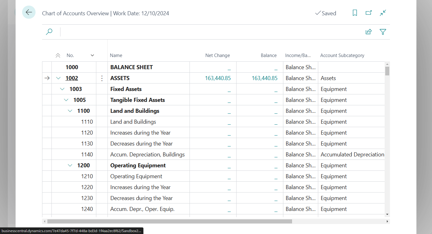 Dynamics 365 Business Central: How to view chart of accounts in a tree structure (Expand or ...