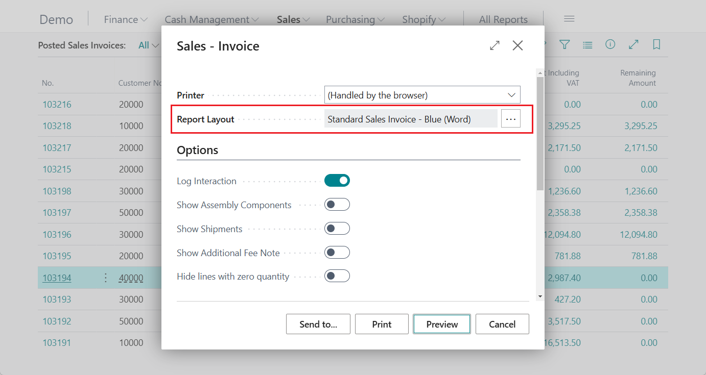 Dynamics 365 Business Central: Bulk export/download reports with different layouts to a zip file ...