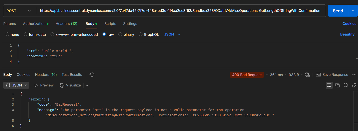 Dynamics 365 Business Central: Using OData V4 unbound action (Codeunit API?) to communicate and ...