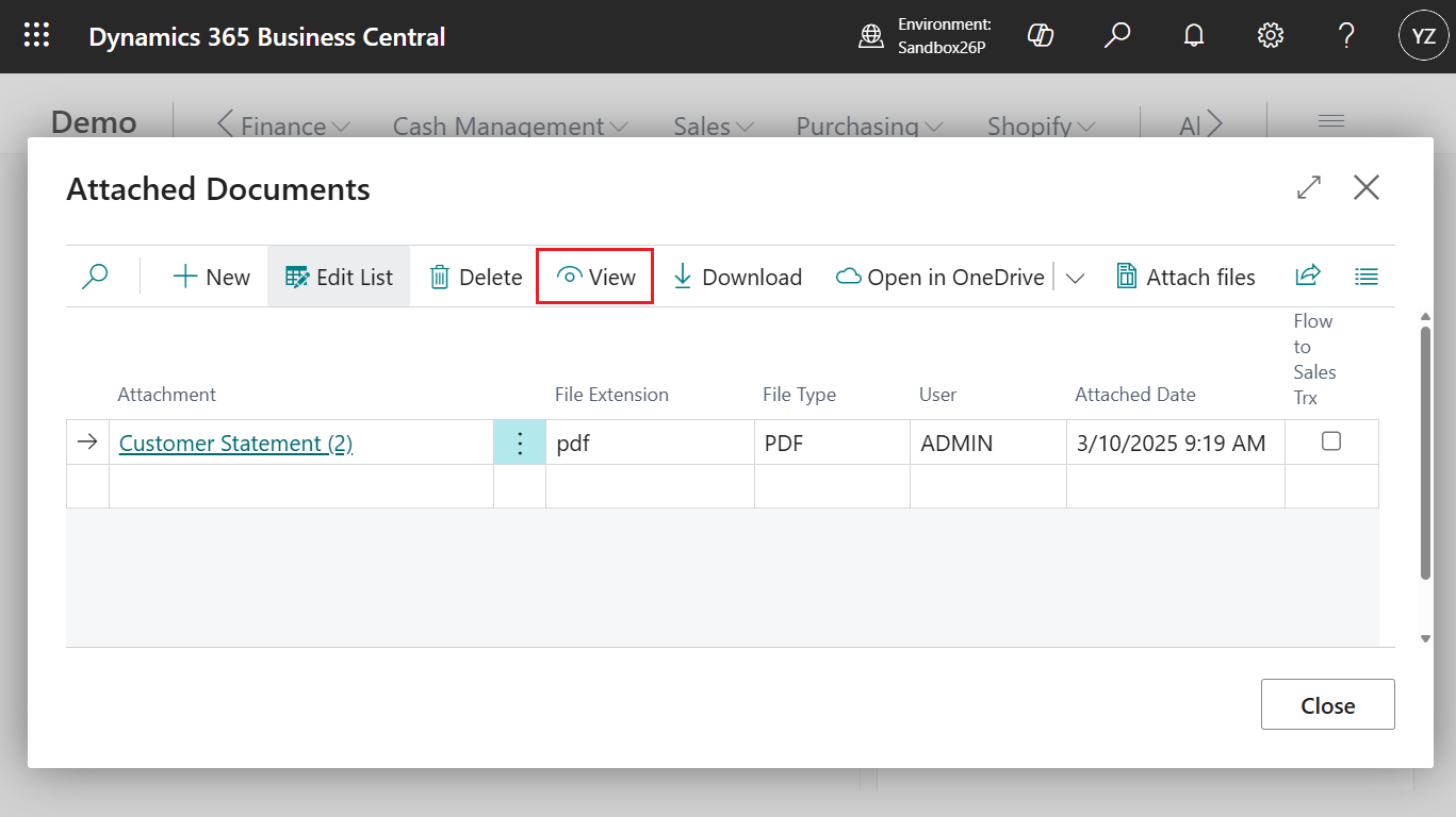 Business Central 2025 wave 1 (BC26): Preview PDF attachments directly ...