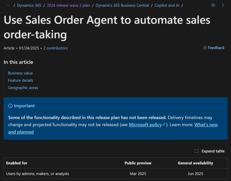Business Central 2025 wave 1 (BC26): The public preview of the Sales ...