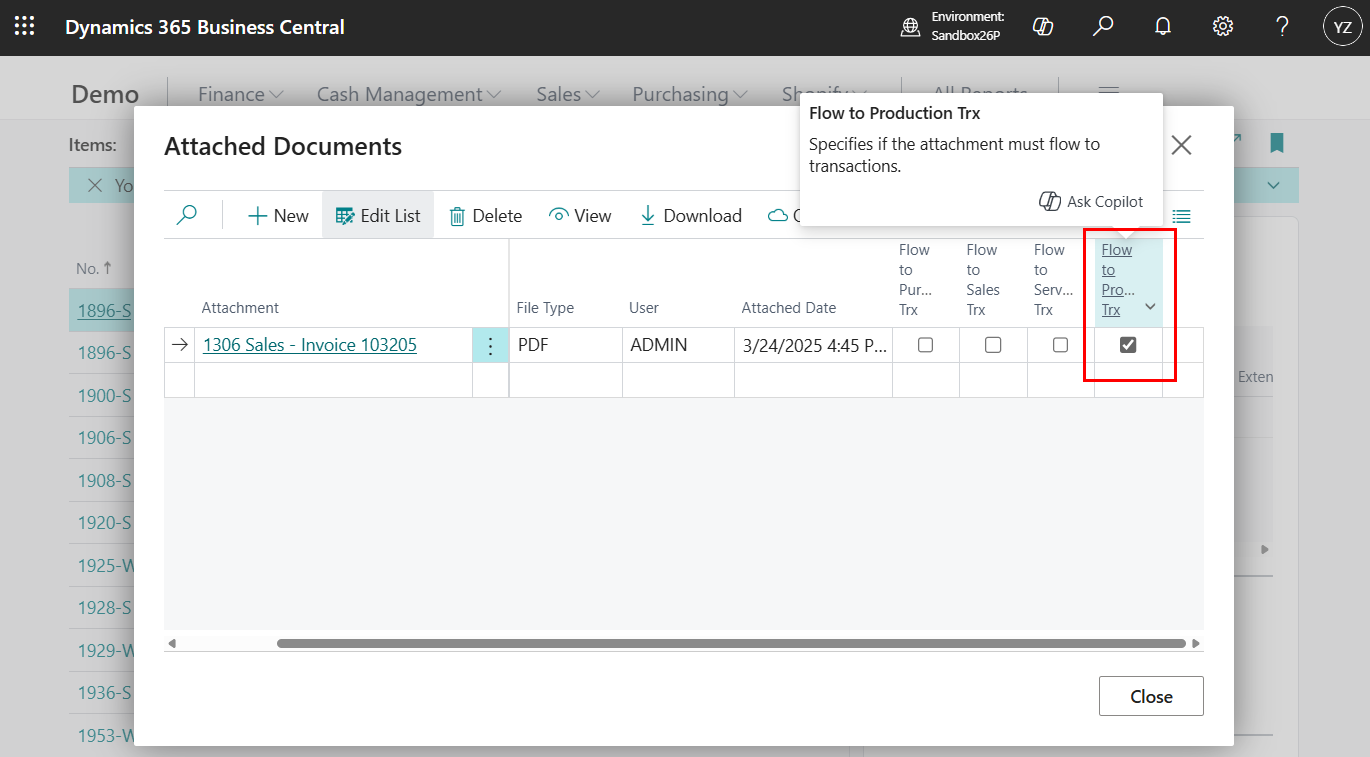 Business Central 2025 wave 1 (BC26): Manage document attachments in ...