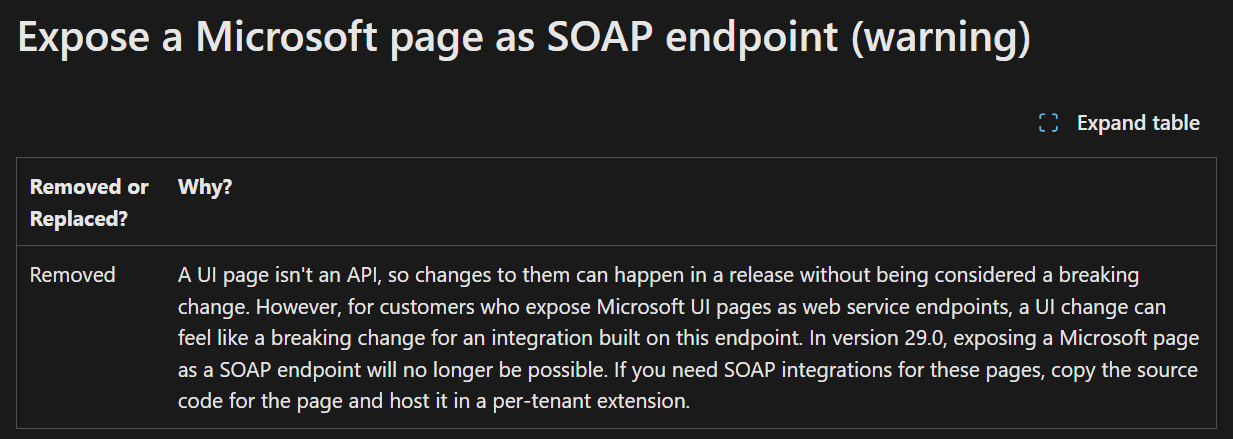 Business Central 2025 wave 1 (BC26): Support for SOAP endpoints is ...
